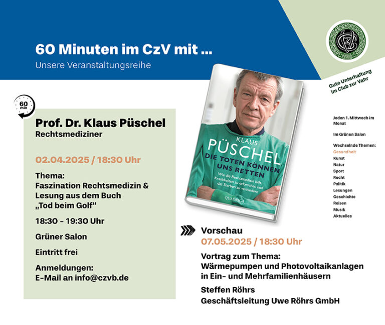 60 Minuten im CzV mit ... Prof. Dr. Klaus Püschel - Club zur Vahr Bremen